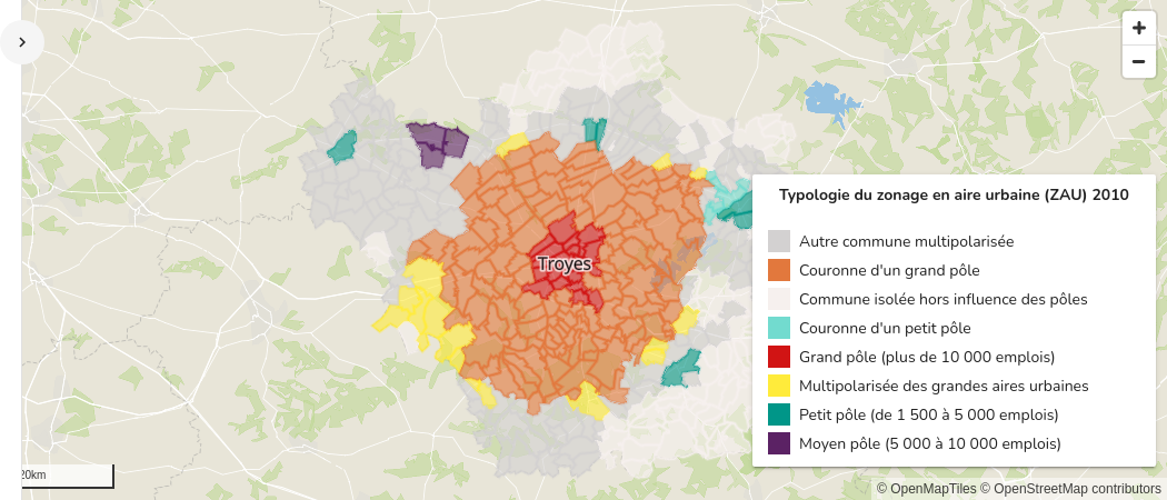 Typologie du zonage en aire urbaine 2010